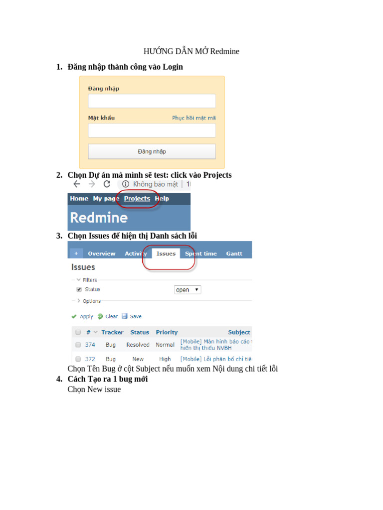 Hướng Dẫn Mở Redmine | PDF