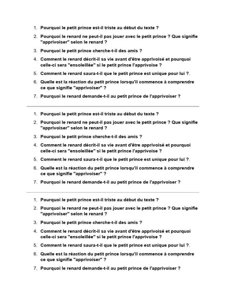 2.questions Petit Prince | PDF
