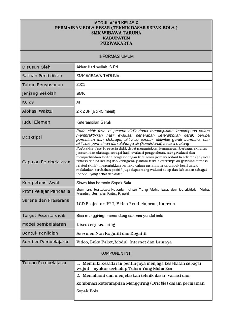 Modul PJOK Kelas XI | PDF