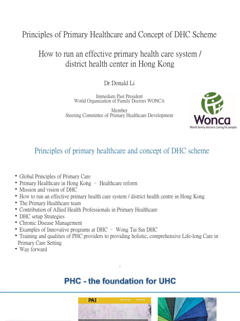 Principles of Primary Healthcare and Concept of DHC Scheme | PDF