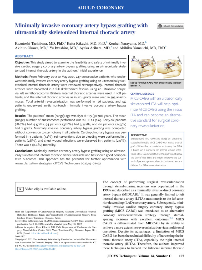 Minimally Invasive Coronary Artery Bypass Grafting | PDF | Coronary ...