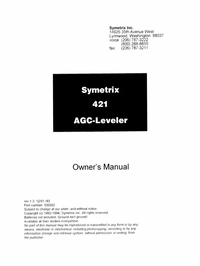 Symetrix 422 Service | PDF