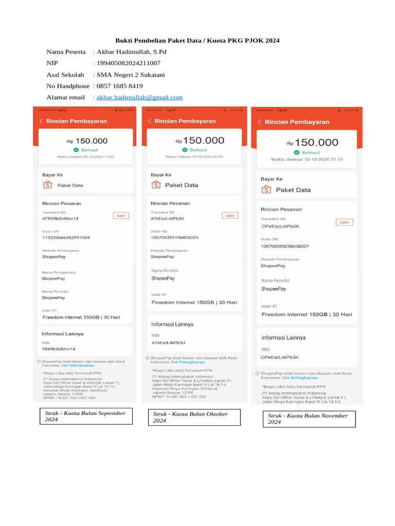Nota Kuota PKG Sep Nov 2024 | PDF