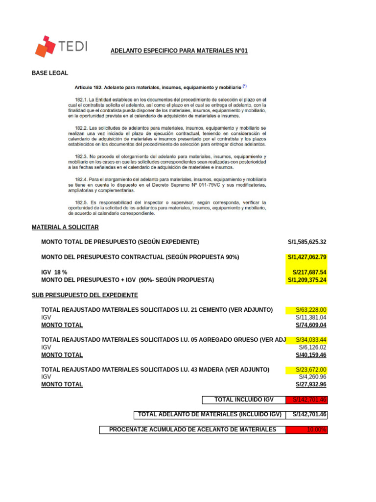 INFORME_DE_ADELANTO_DE_MATERIALES__POR_CULMINAR | PDF