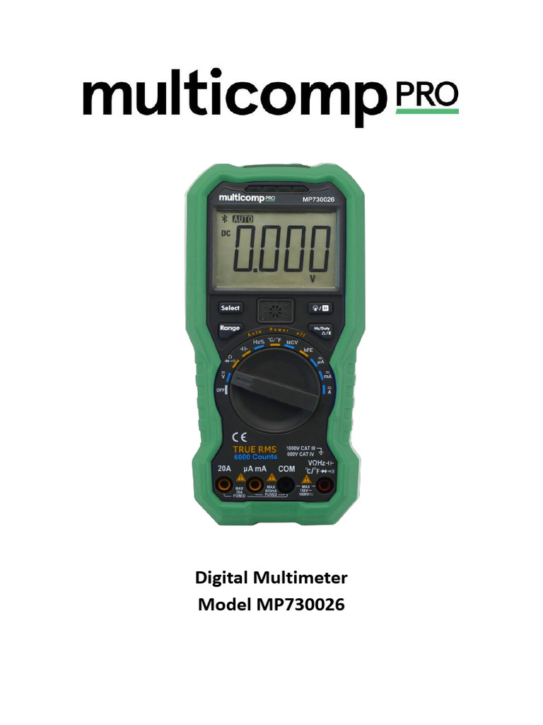 Digital Multimeter Model MP730026 | PDF
