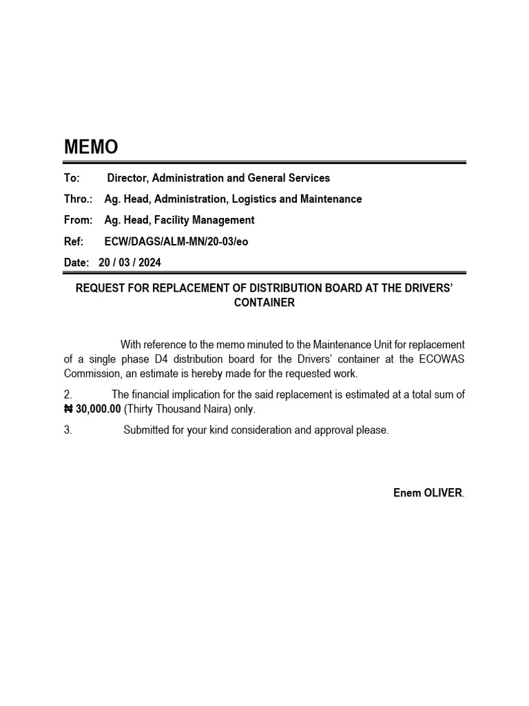 Request For Distribution Board | PDF