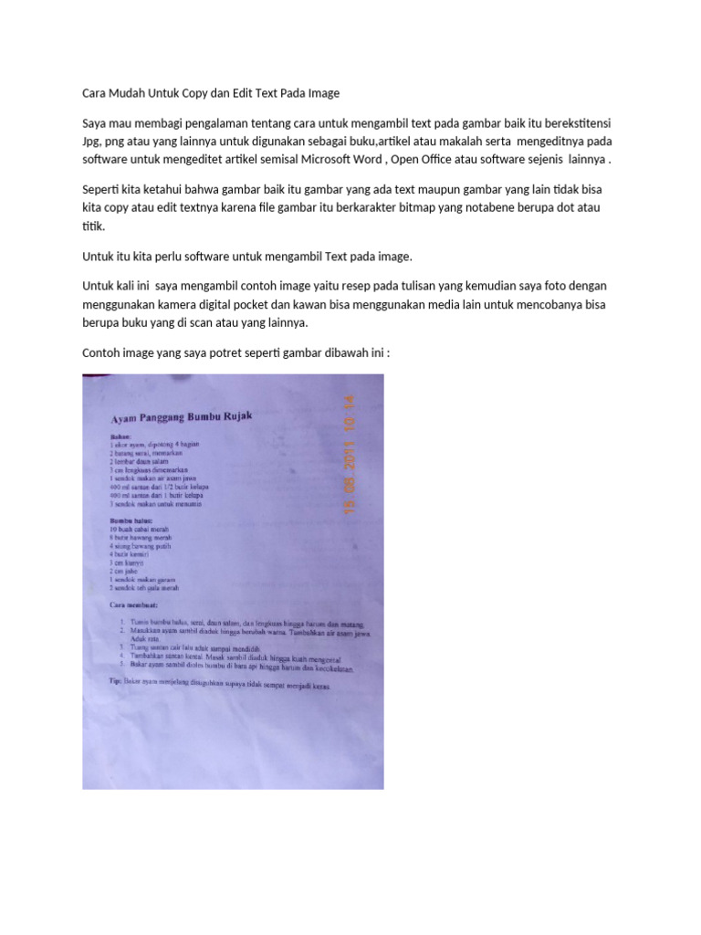 Cara Mudah Untuk Copy dan Edit Text Pada Image | PDF