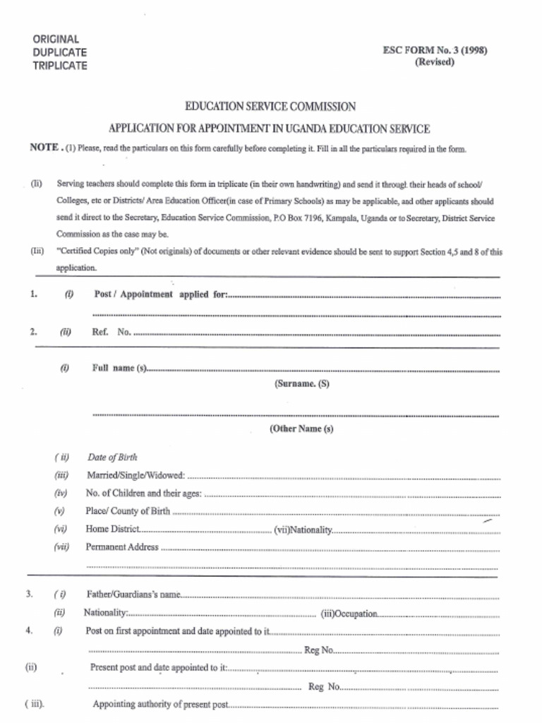ESC FORM No. 3 - 1998 | PDF