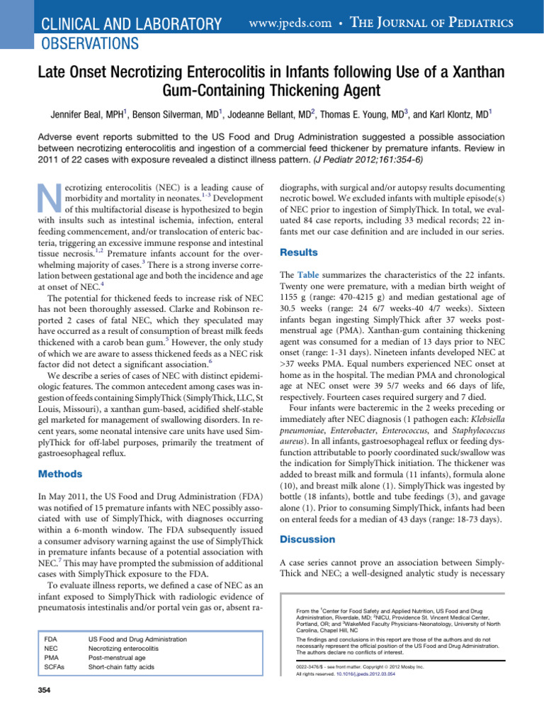 Late Onset Necrotizing Enterocolitis in Infants Following Use of A ...