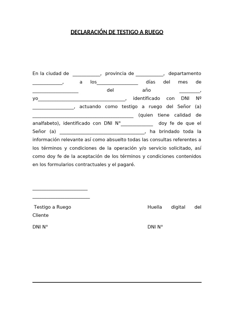 Declaración de Testigo A Ruego | PDF