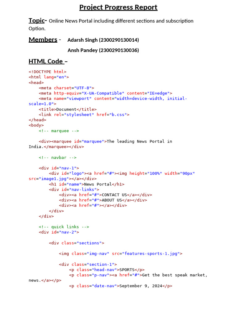 Project Progress Report - 1 | PDF