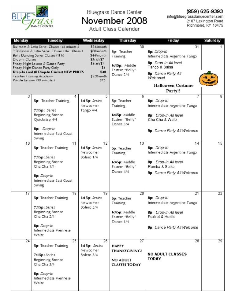 November 2008 Calendar | PDF | Jazz Music | Entertainment (General)