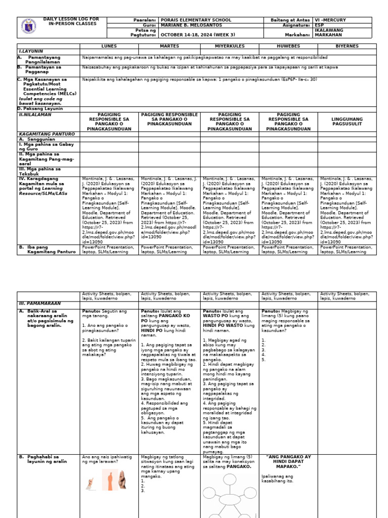 G6 Q2W2 DLL ESP MELCs | PDF