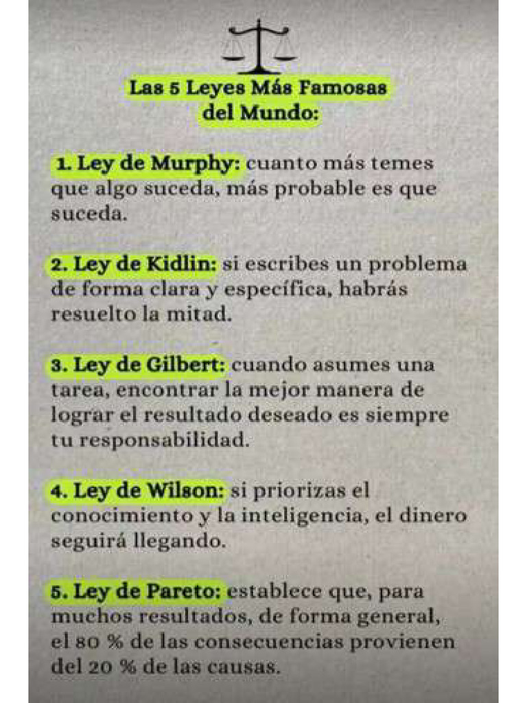 LAS 5 LEYES MAS FAMOSAS DEL MUNDO | PDF