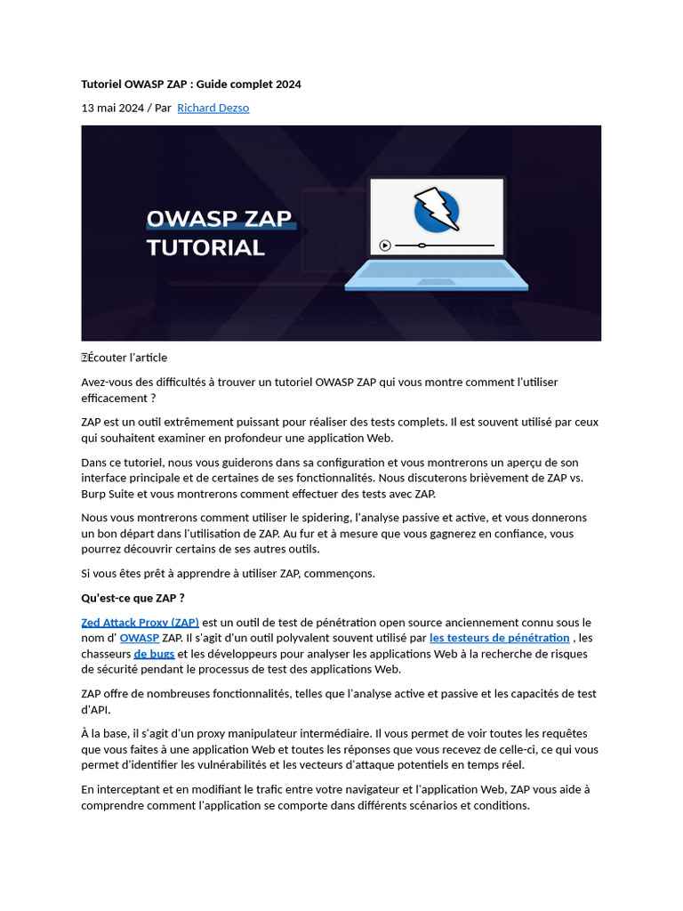 Tutoriel OWASP ZAP - Docx F | PDF