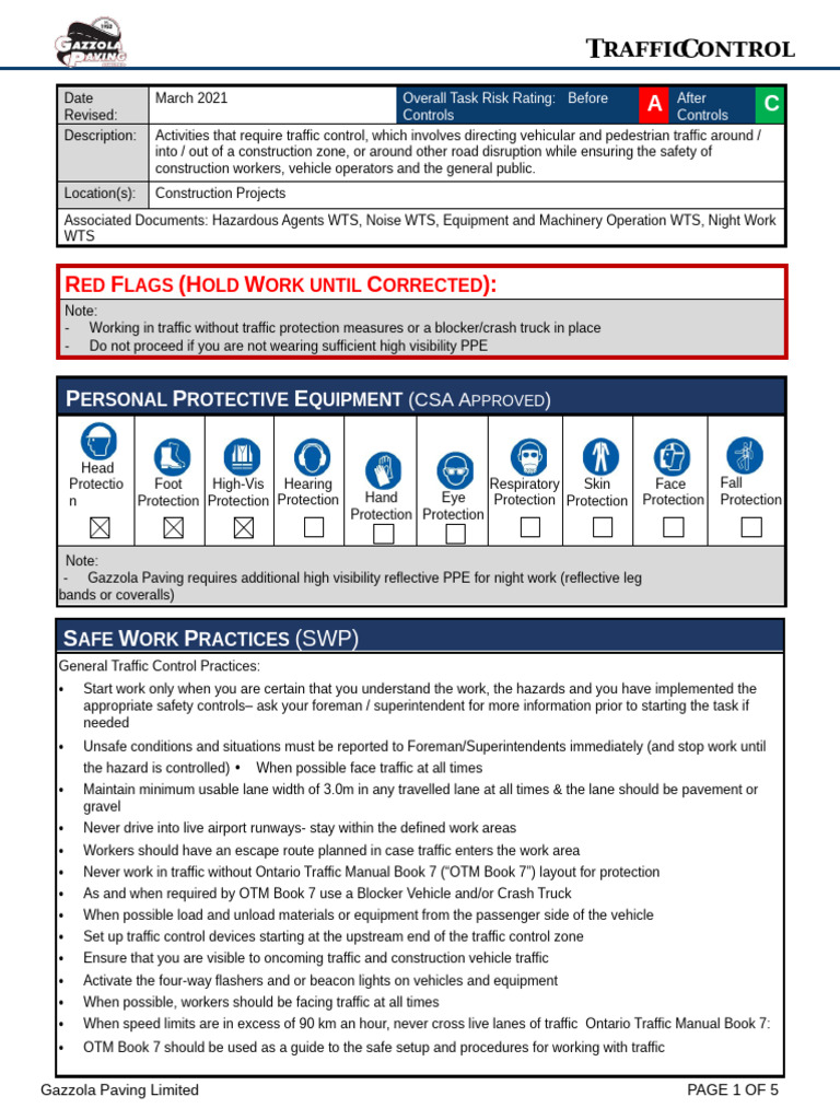 TrafficControl SWP | PDF | Traffic | Personal Protective Equipment