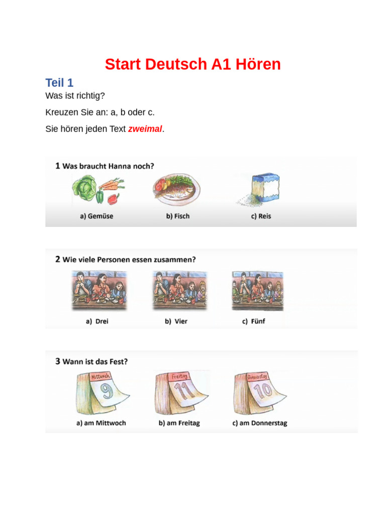Start Deutsch A1 Hören Modelltest | PDF