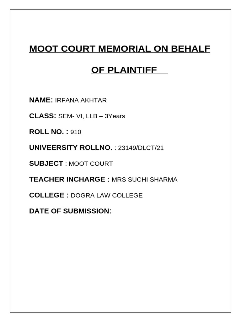 moot court plaintiff | PDF