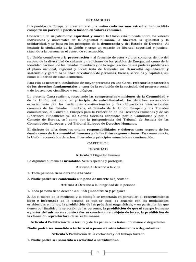 Carta de Derechos Fundamentales de La Unión Europea | PDF