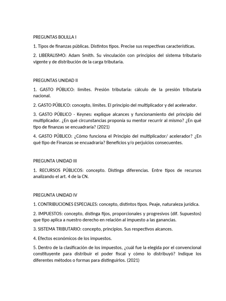 PREGUNTAS 1er PARCIAL TRIBUTARIO | PDF