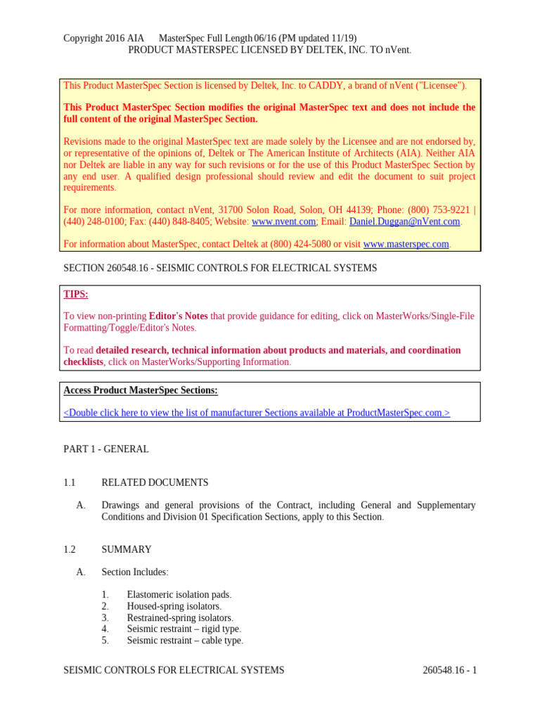 260548.16 SEISMIC CONTROLS FOR ELECTRICAL SYSTEMS_2009-2012-2015-2018 ...