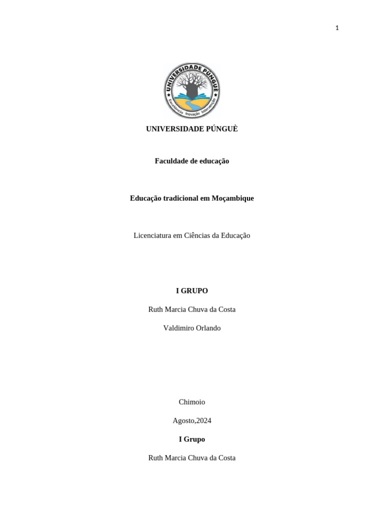 TEII Educacao Tradicional em Mocambique | PDF | Sociologia | Bem-estar
