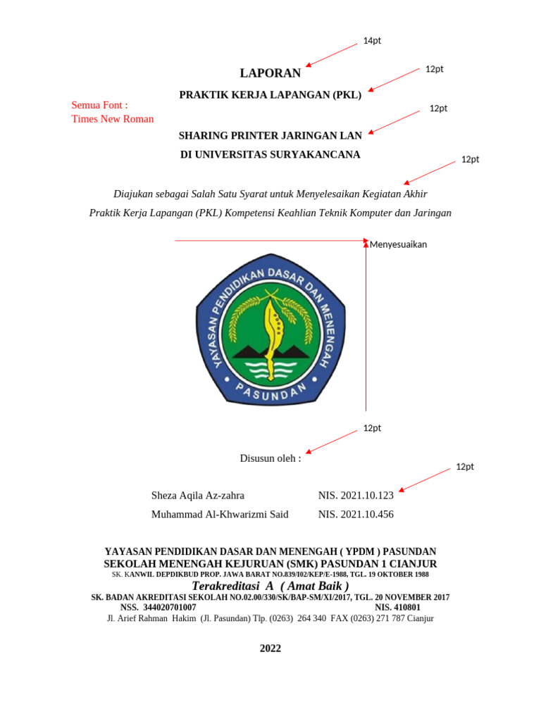 Format Laporan PKL | PDF