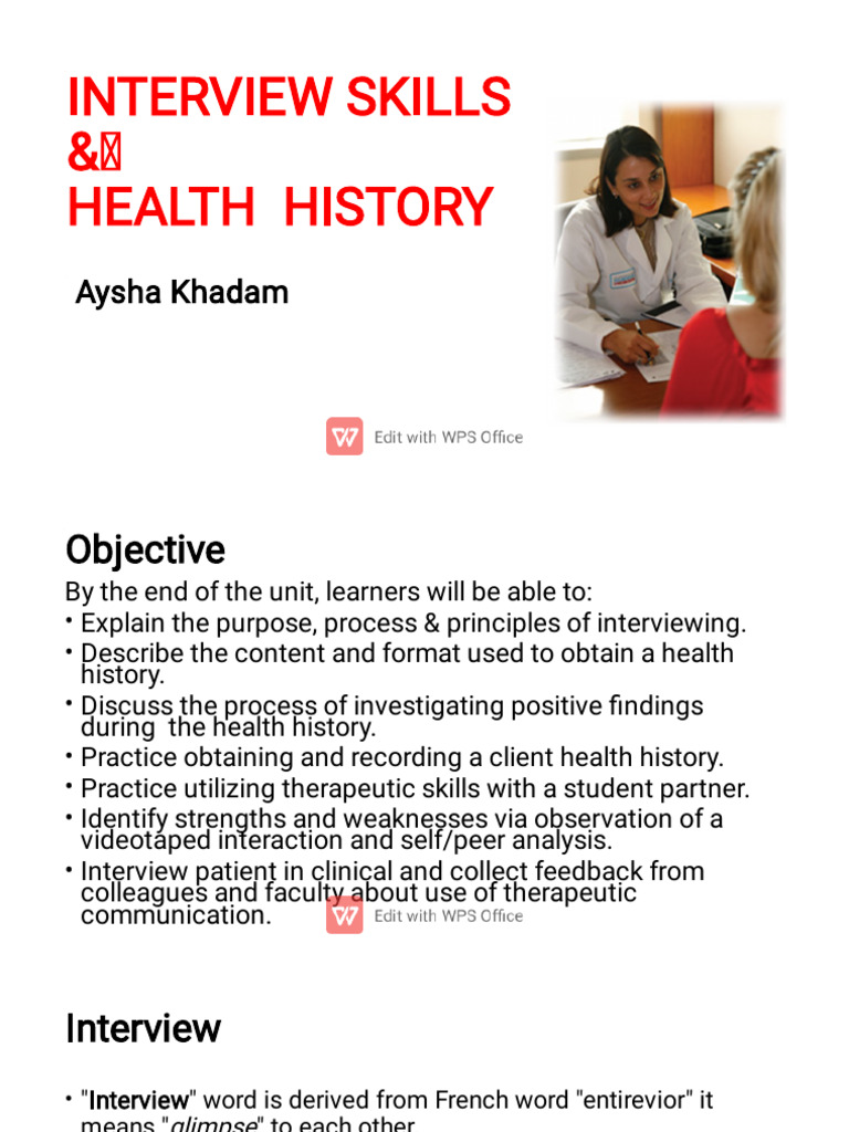 INTERVIEW & Health History | PDF