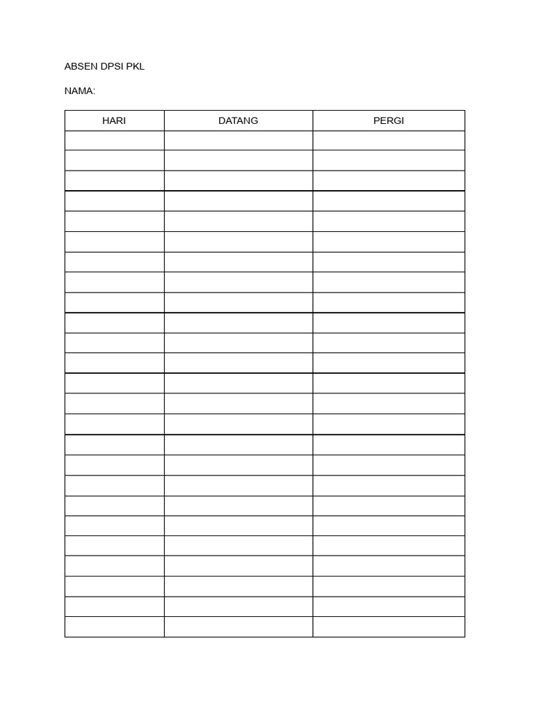 Absen Dpsi PKL | PDF