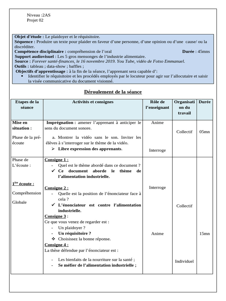 Compréhension Fiche Prof | PDF