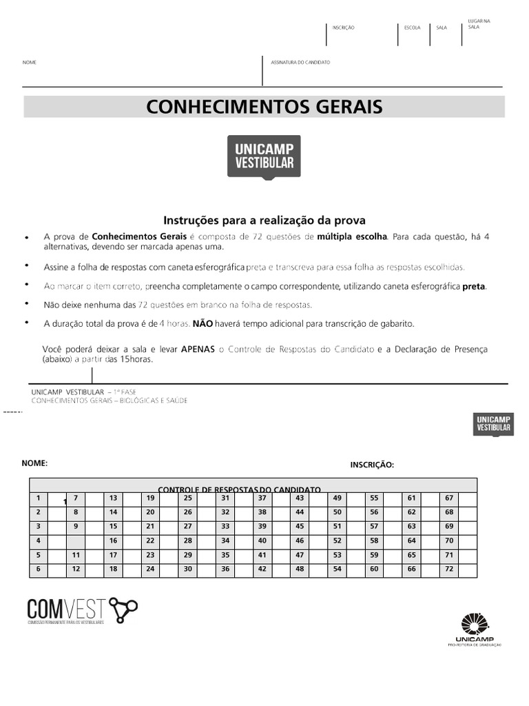 Gabarito Unicamp | PDF