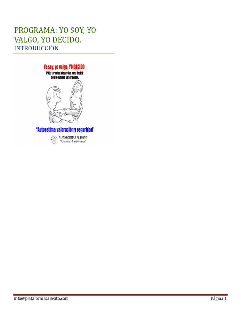 Yo Soy, Yo Valgo, Yo Decido | PDF