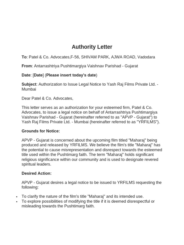 Authority Letter | PDF