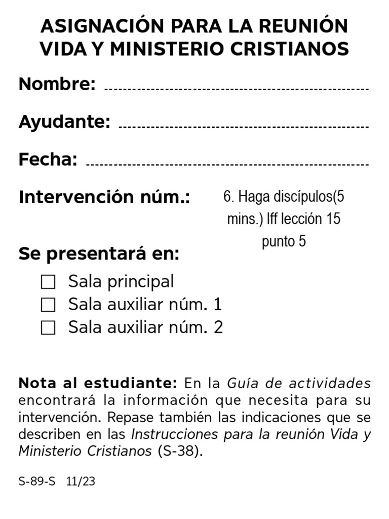 S-89 - S Hoja de Asignacion | PDF