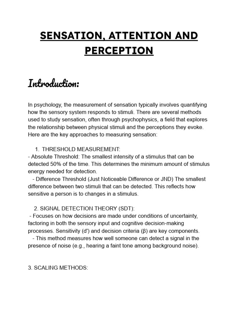 Sensation, Attention and Perception | PDF