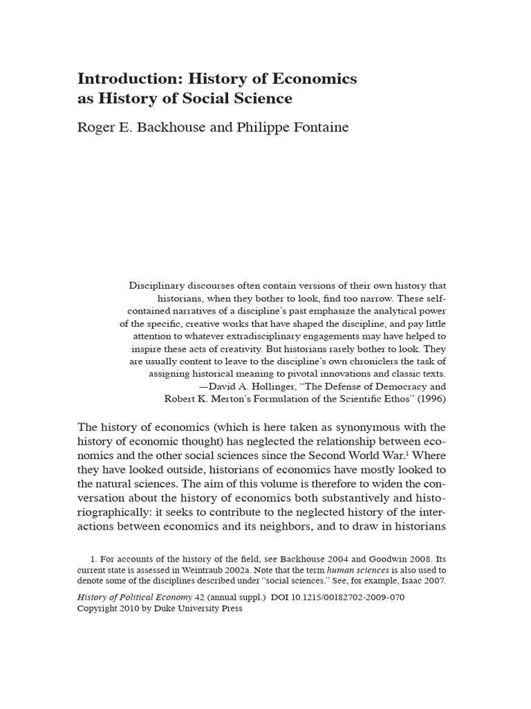Introduction History of Economics As Hi | PDF