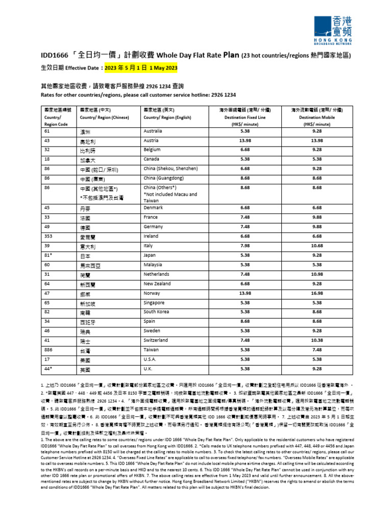 IDD1666 Whole Day Flat Rate 202305 | PDF