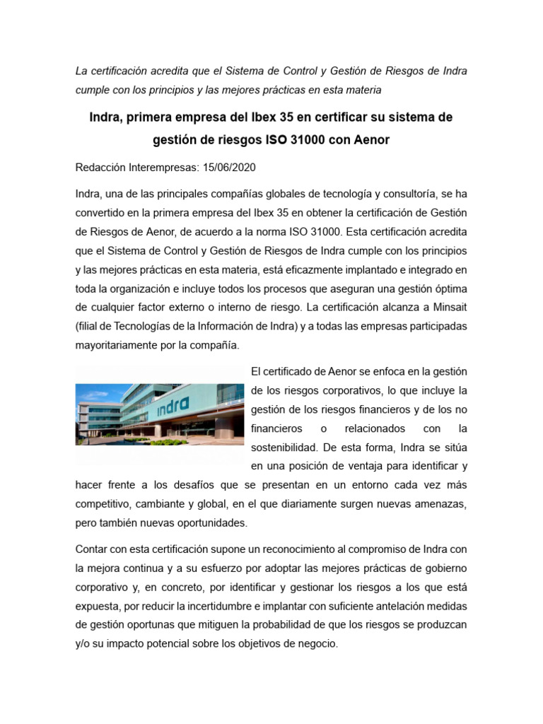 Caso Exito ISO 31000 | PDF