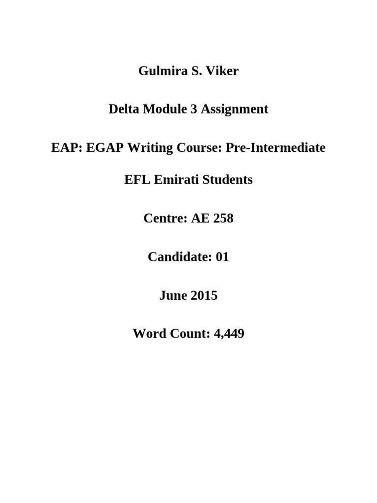 Delta M3 Assignment - EAP General Writing For Pre-Int Ss | PDF