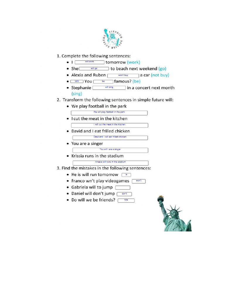 EXERCISES USING WILL_ | PDF