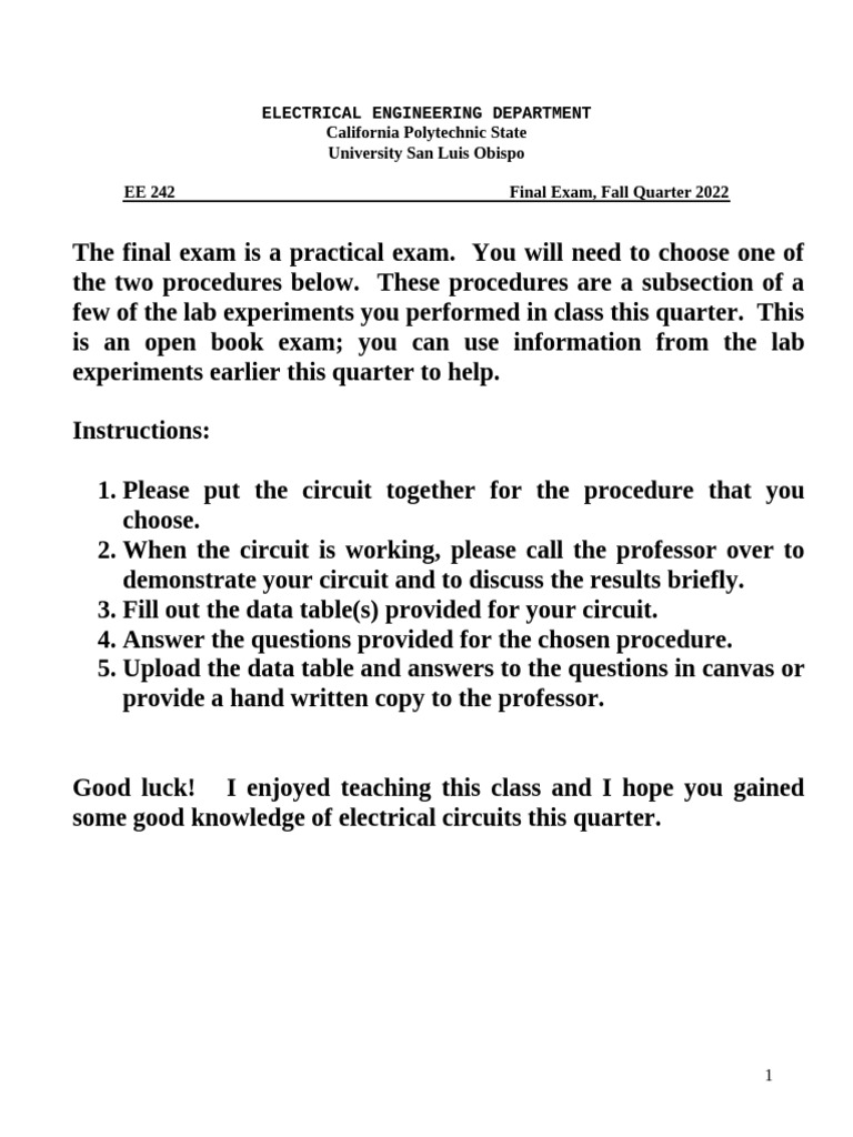 EE242 Final Exam | PDF