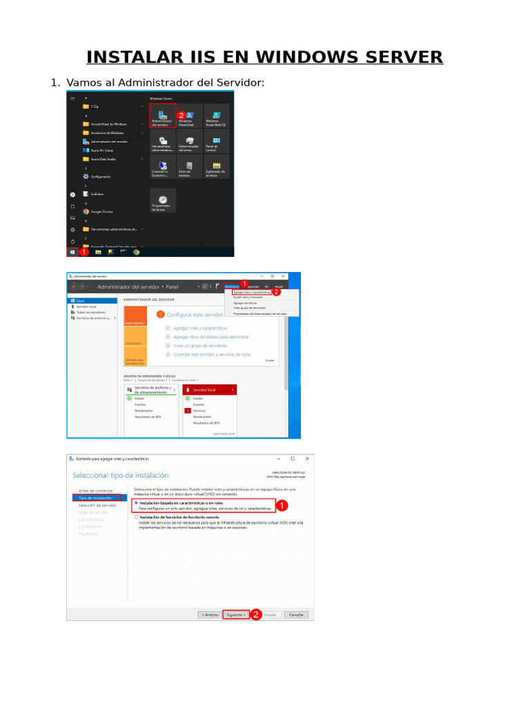 WinServer - Instalar IIS para Aplicaciones Con .Net 7 | PDF