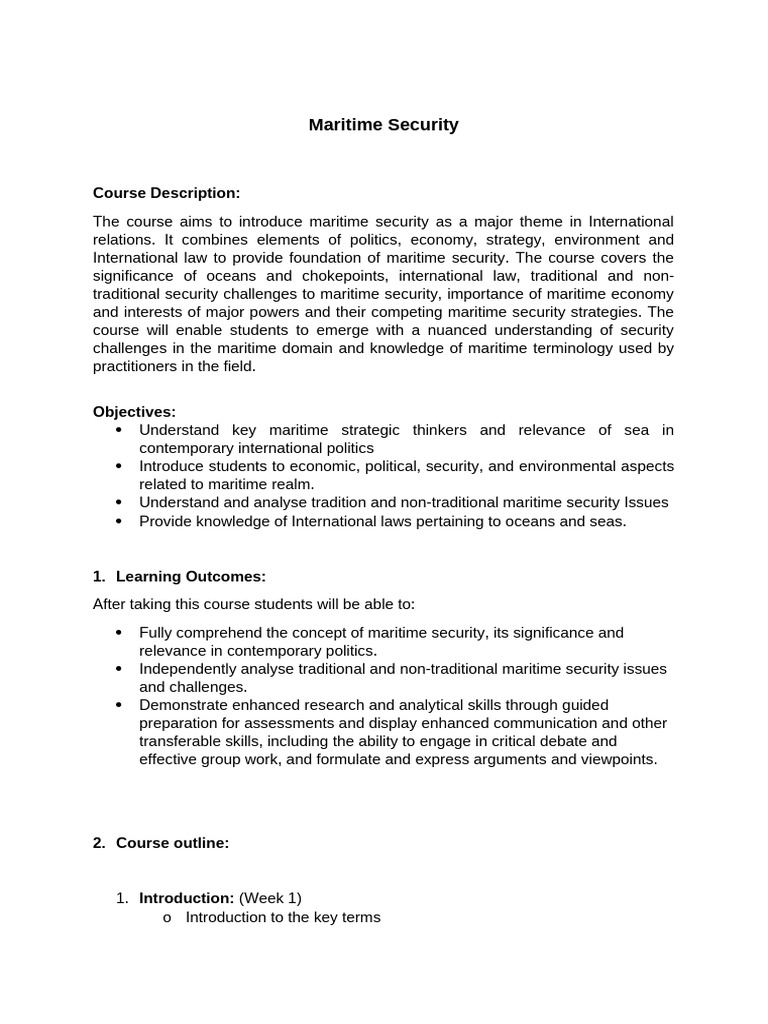 1 Maritime Security (Outline) | PDF