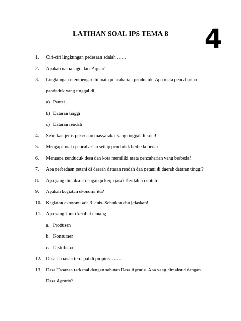 LATIHAN SOAL PAS IPS | PDF