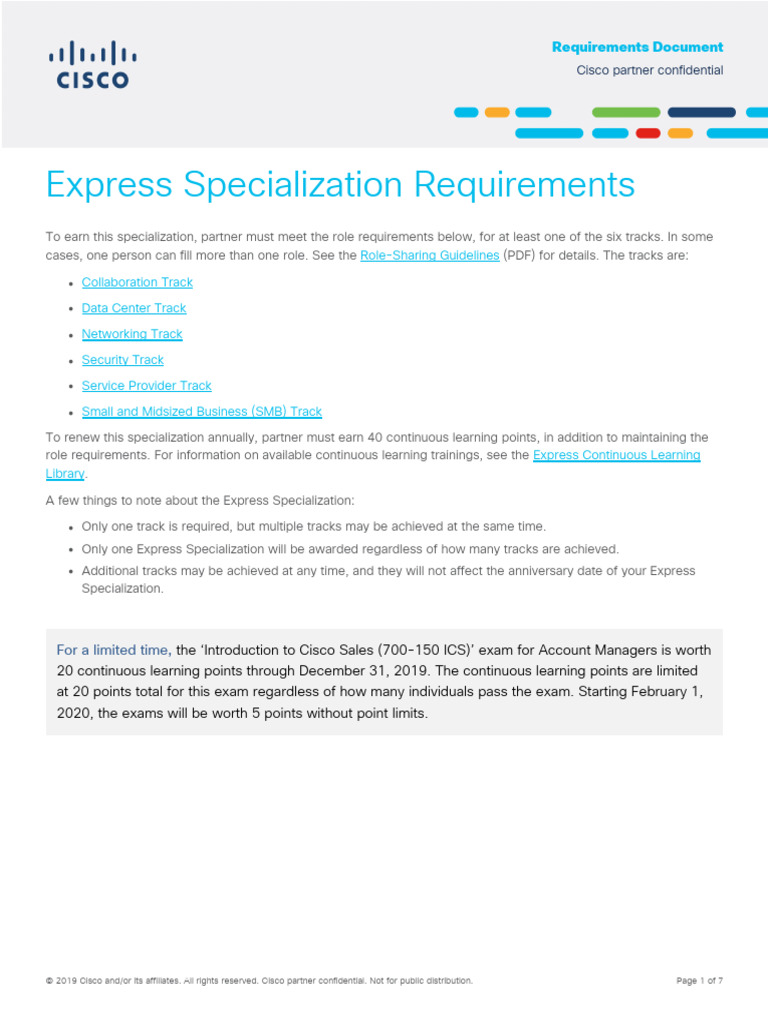 Express Specialization Requirements | PDF