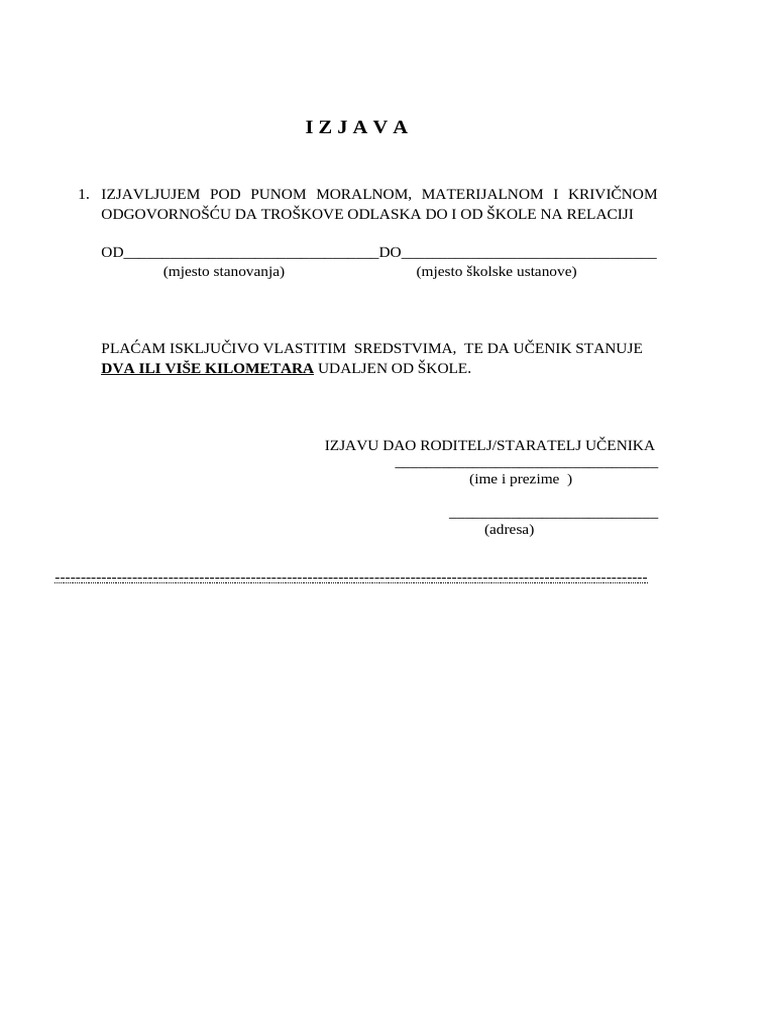 IZJAVA-POTVRDA-PREVOZ-UCENIKA-2024-2025 | PDF