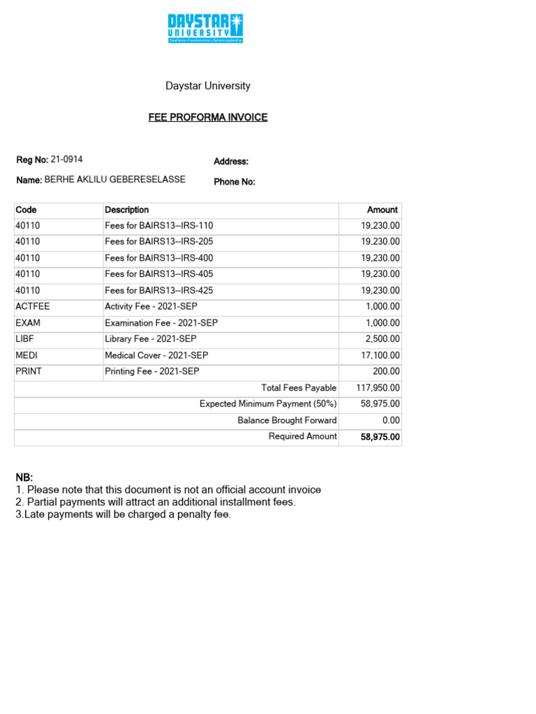 Proforma 21 0914 | PDF
