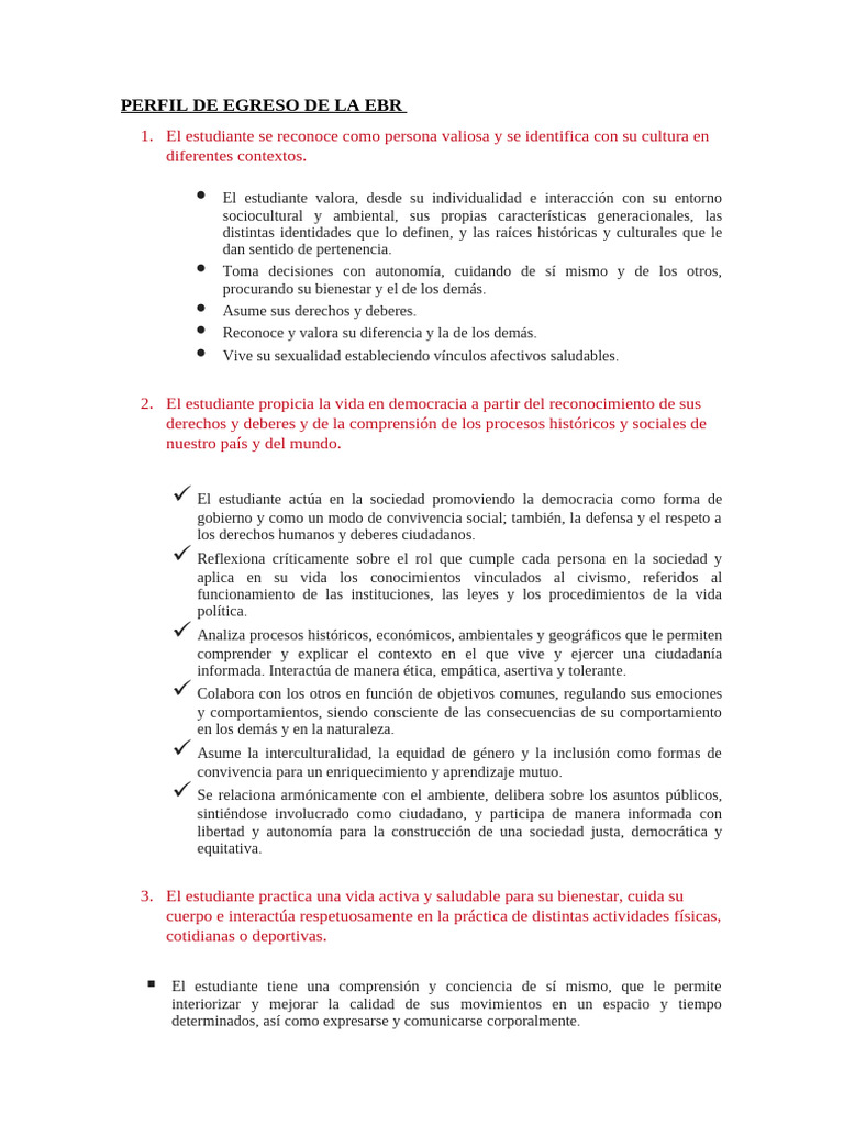 Perfil de Egreso de La Ebr | PDF