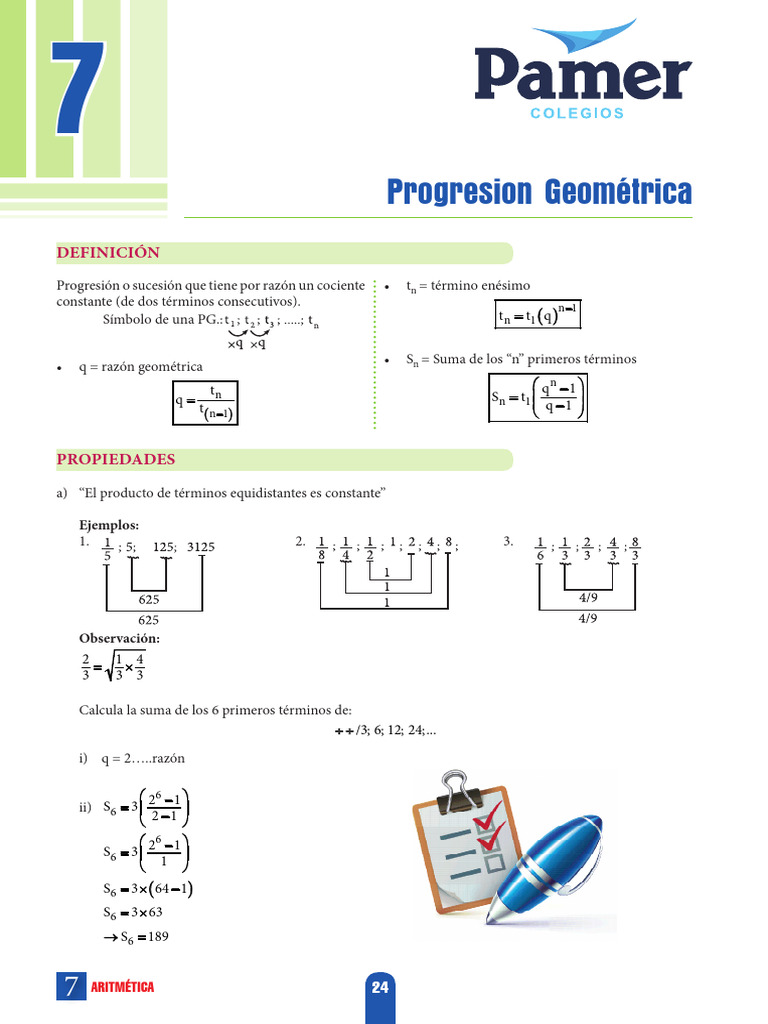 A - 4°año - S7 - Progresion Geométrica | PDF
