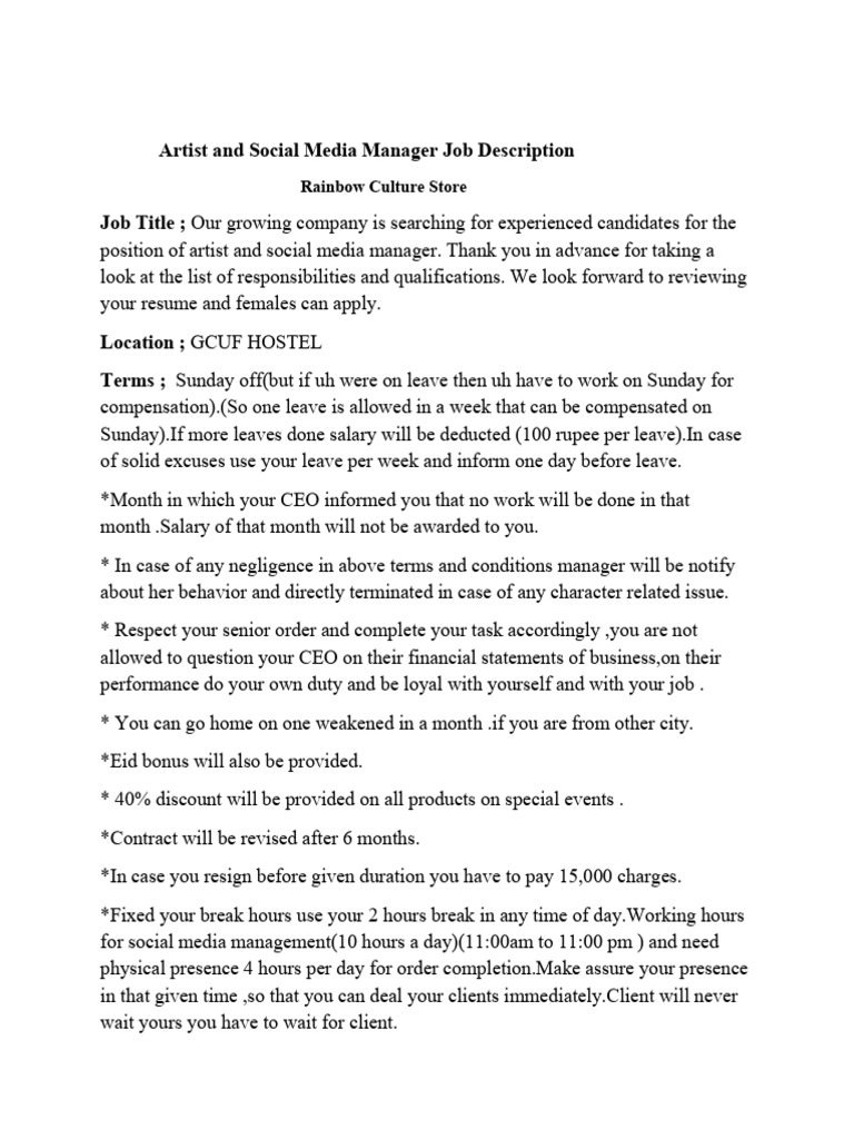 Job Description Sample | PDF